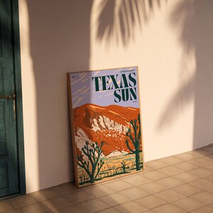 Texas Sun Desert Art Illustration Poster Print, Printable Poster, Bold ...