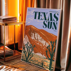 Texas Sun Desert Art Illustration Poster Print, Bold & Colourful ...