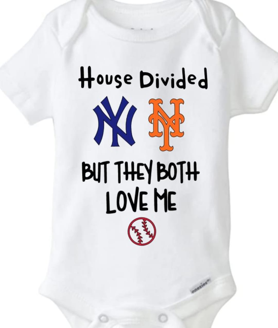 House Divided Baby Bodysuit Baseball Teams,braves,orioles,red Sox ,cubs ...