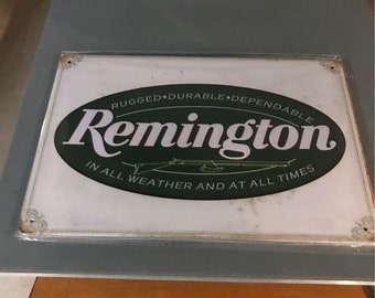 Remington UMC Tin Sign Hunter With Dog - Etsy