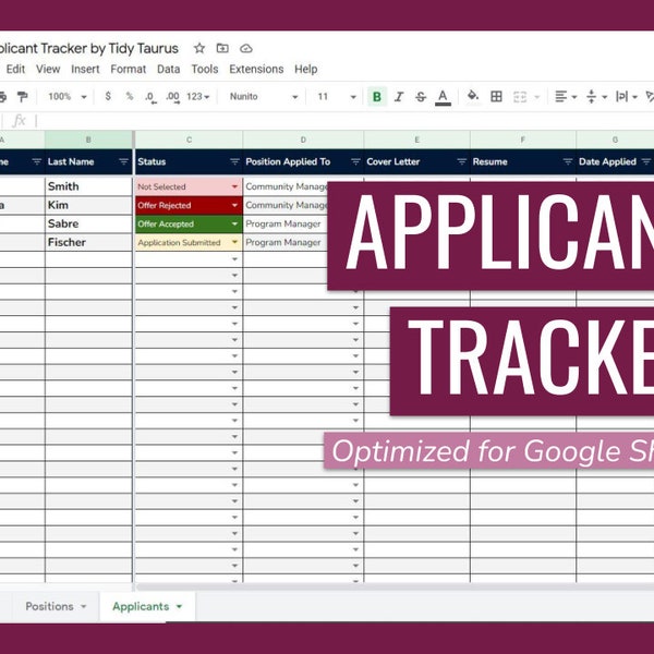 Applicant Tracker Excel - Etsy
