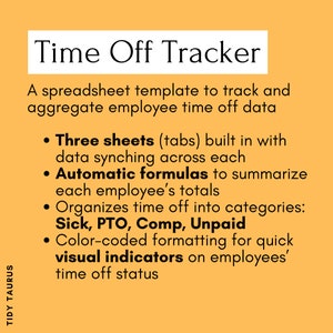 Time off Tracker 2025 for Google Sheets | PTO, Vacation, Comp Time ...