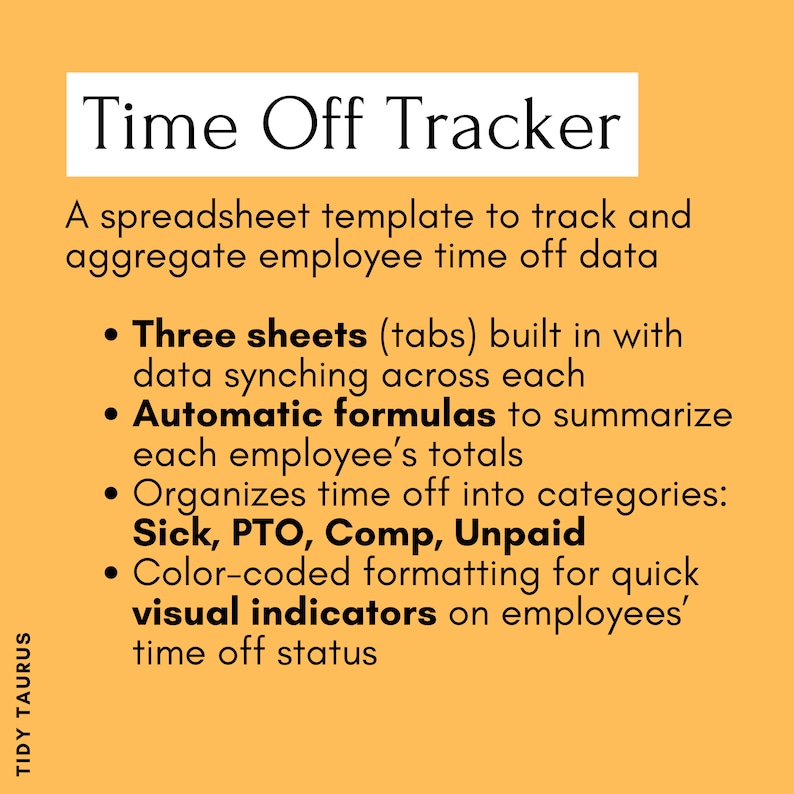 Time off Tracker 2025 for Google Sheets | PTO, Vacation, Comp Time ...