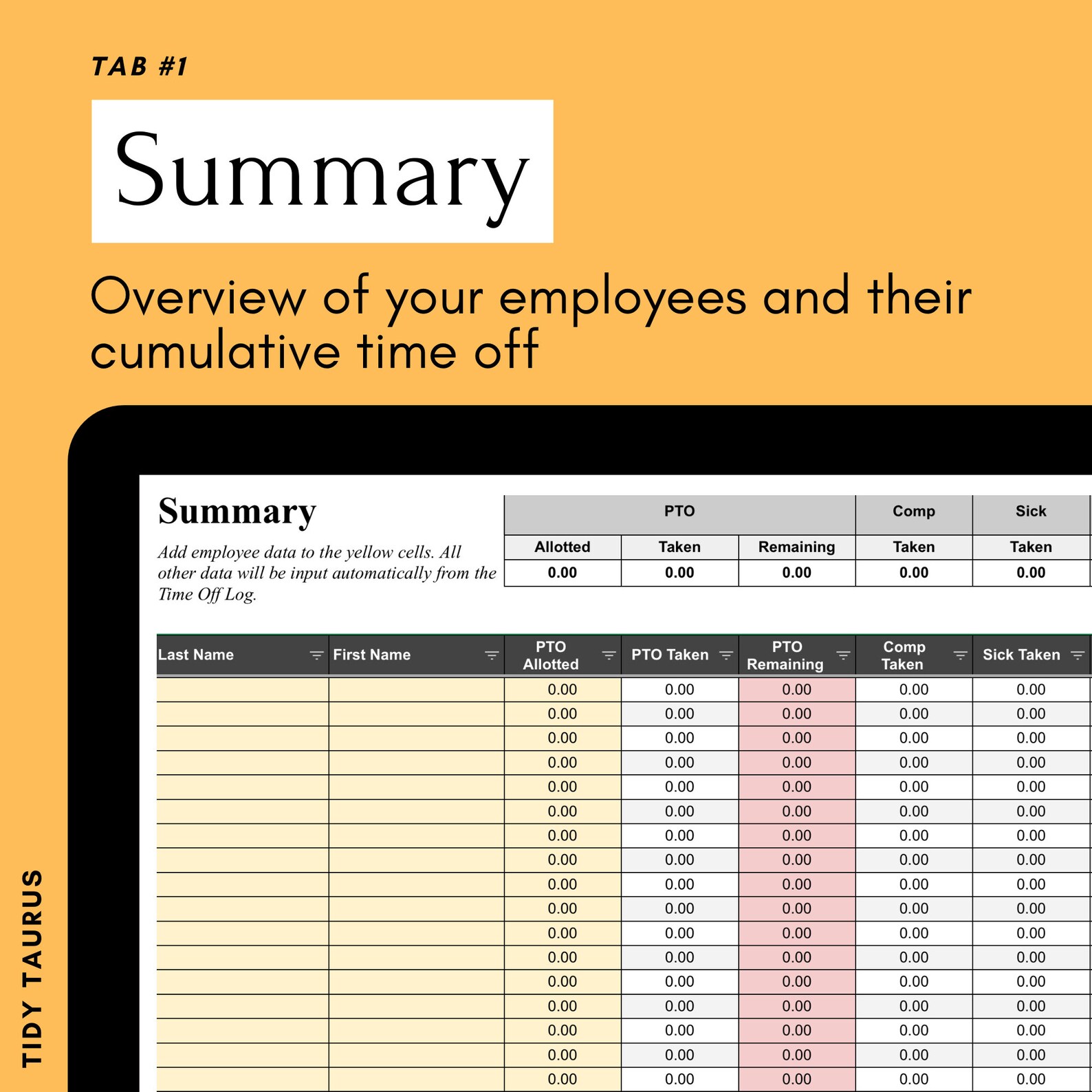 Time off Tracker 2025 for Google Sheets | PTO, Vacation, Comp Time ...