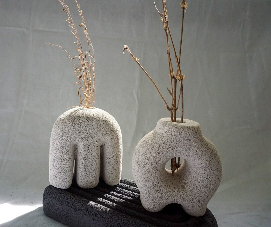 Modern Concrete Vase Handmade Textured Concrete Vase Homedecore Gift ...