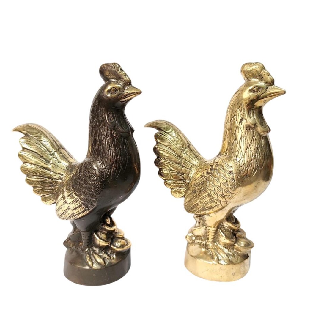 Large Miniature Brass Chicken Figurine | 8.6'' Height Chicken Brass ...
