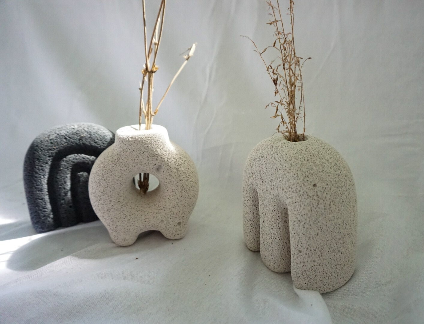 Modern Concrete Vase Handmade Textured Concrete Vase Homedecore Gift ...
