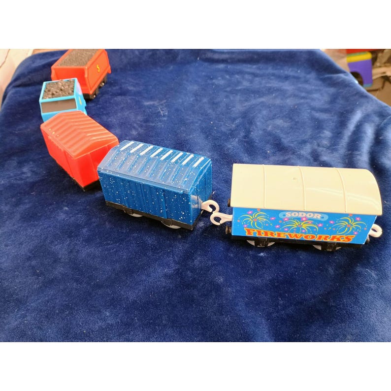 Thomas Train Sodor Fireworks Train Set With 4 Colorful Cars - Etsy