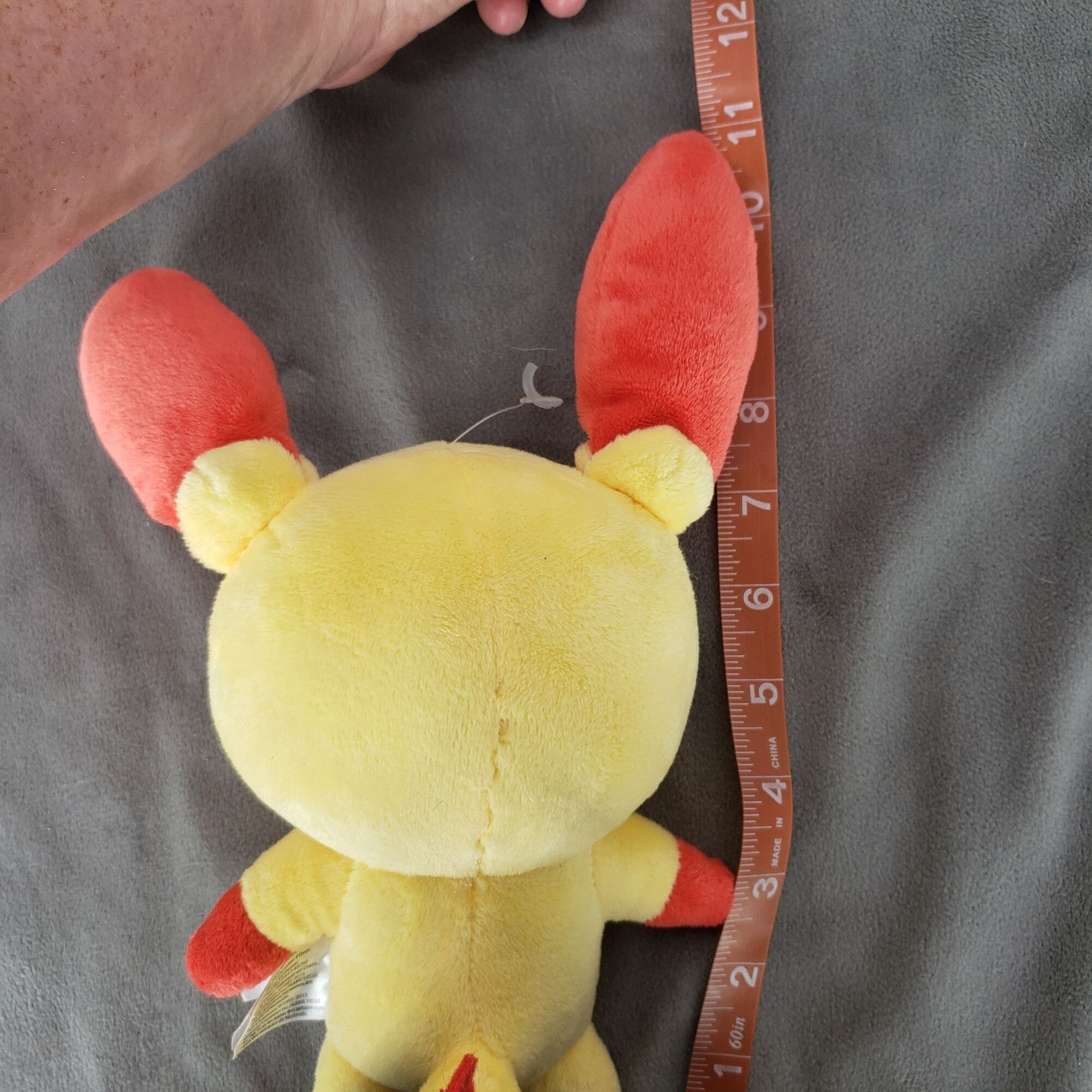 Pokemon Plusle 10" Plush Stuffed Animal 2015 Tomy Yellow Red Crosses ...