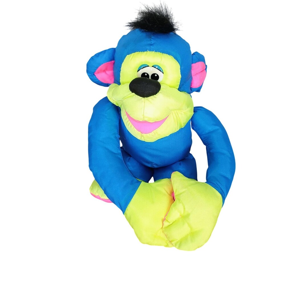 Fisher Price 1994 Puffalump Blue Chattering Chimp Monkey Stuffed Animal ...