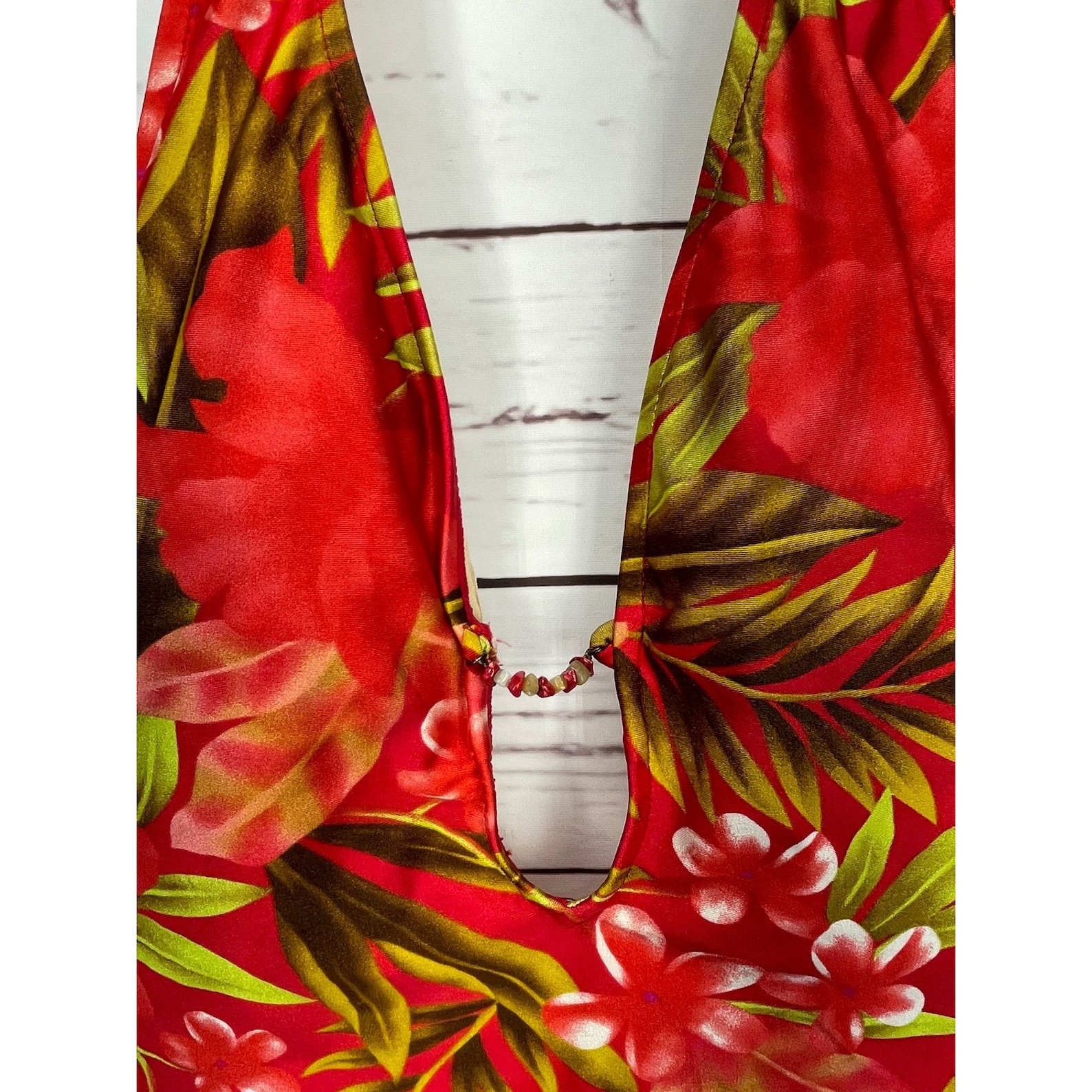 Women's Liquid BLUE Red Green Hawaiian Tropical Floral Halter One Piece ...