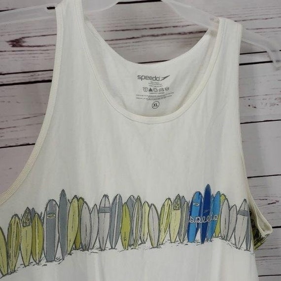 Speedo Men’s White Surfboard Vintage y2k 90's Tank To… - Gem