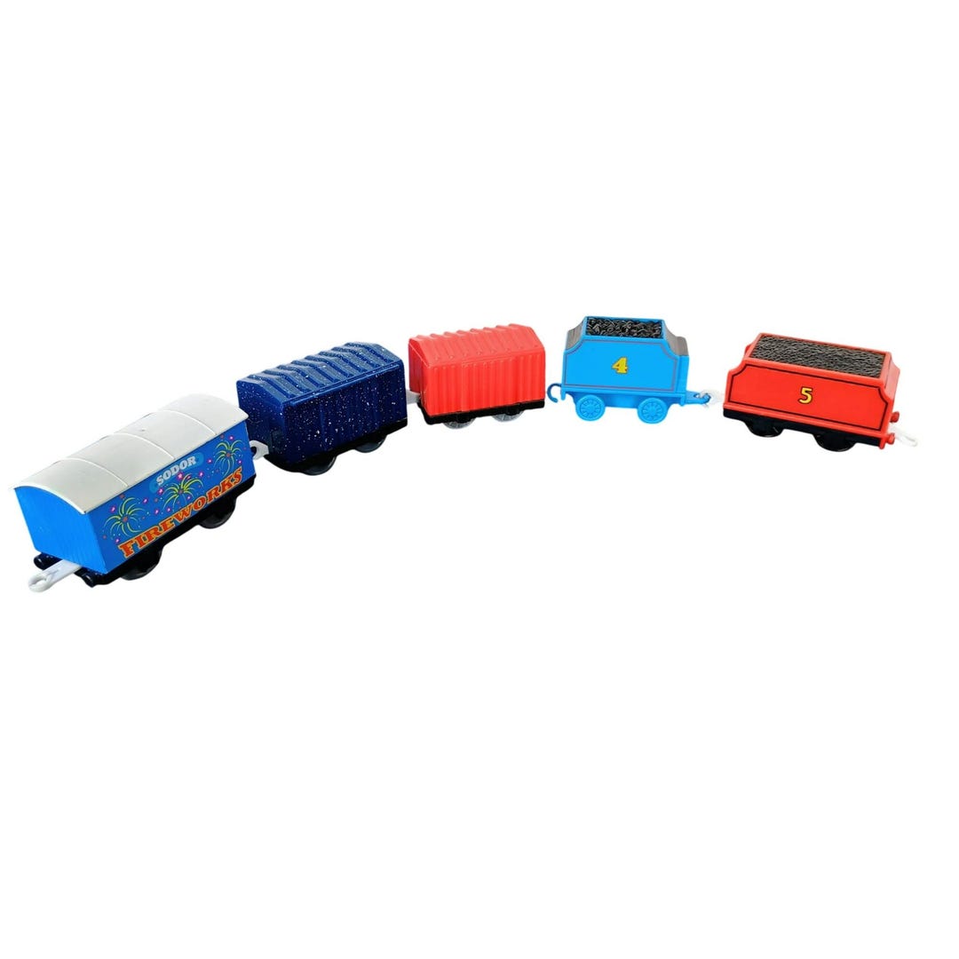 Thomas Train Sodor Fireworks Train Set With 4 Colorful Cars - Etsy