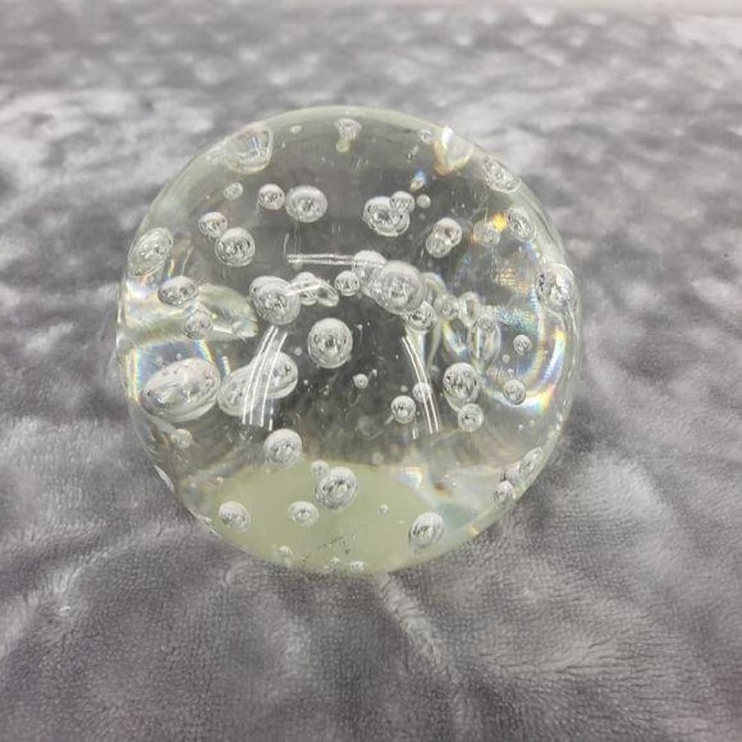 Murano Clear Round Glass Paperweight Art Deco Decoration - Etsy