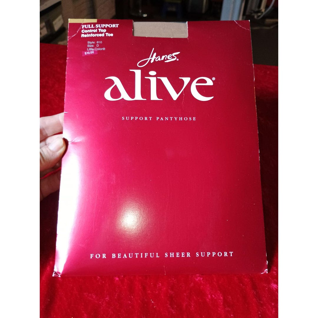 Hanes Alive Support Pantyhose Control Top Reinforced Toe Style 810 Size ...