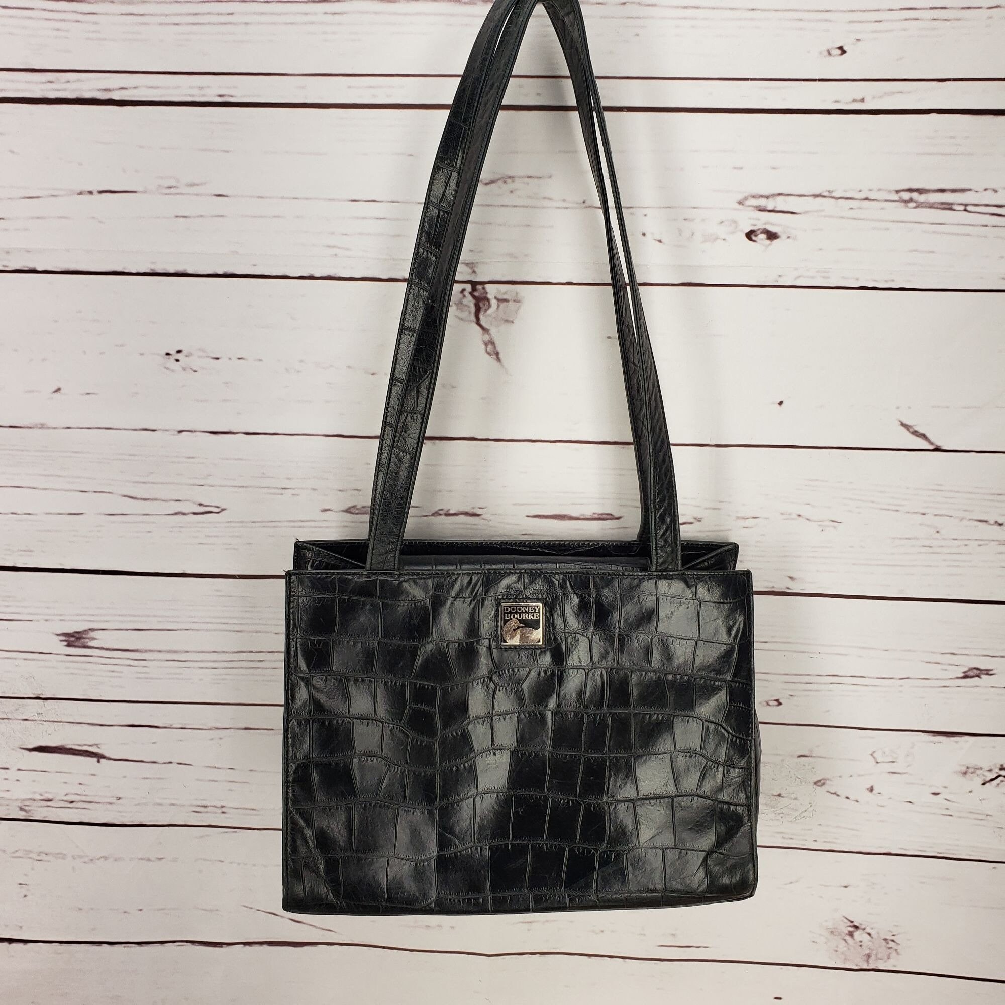 Dooney & Bourke Black Embossed Croc Shoulder Bag - Etsy