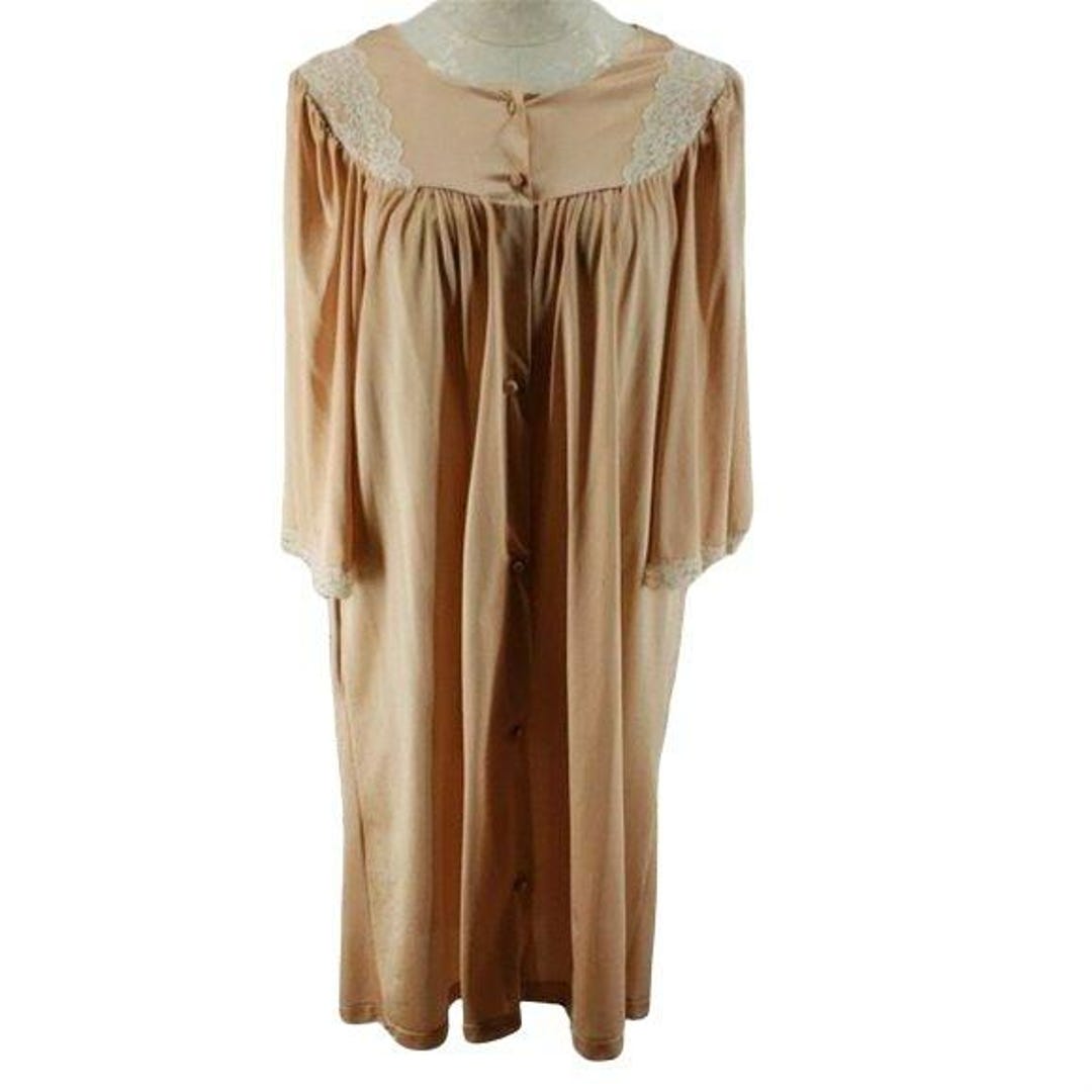 Vintage Peach Nightgown With Lace Trim & Button Front by Sears Large - Etsy