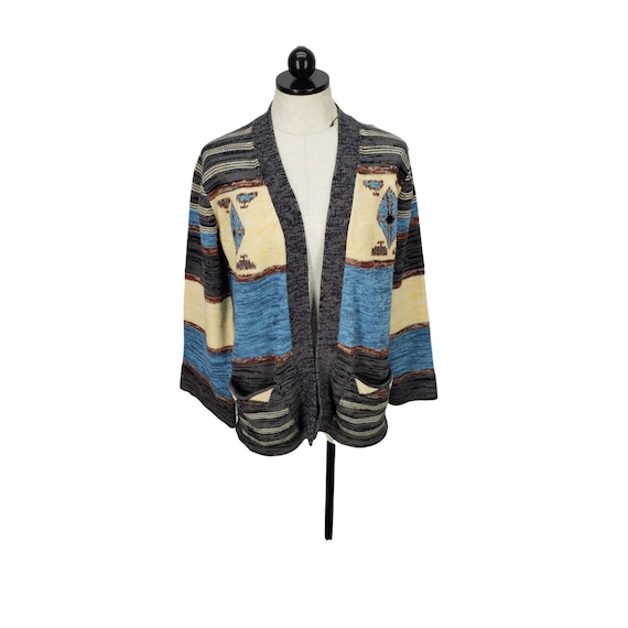 Fine Quality Sweater Aztec Design Cardigan - Gem