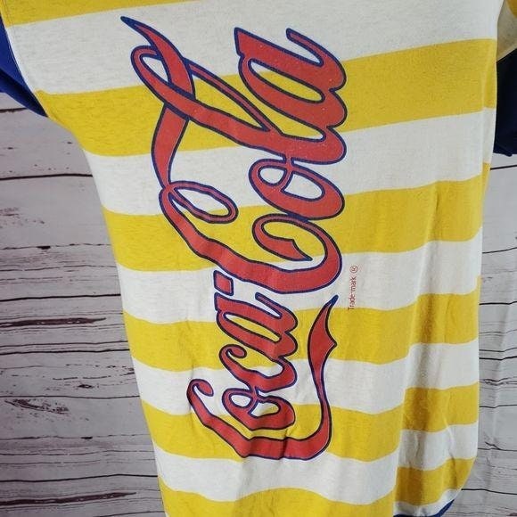 Coca Cola Yellow and White Stripe Oversize Shirt - Etsy