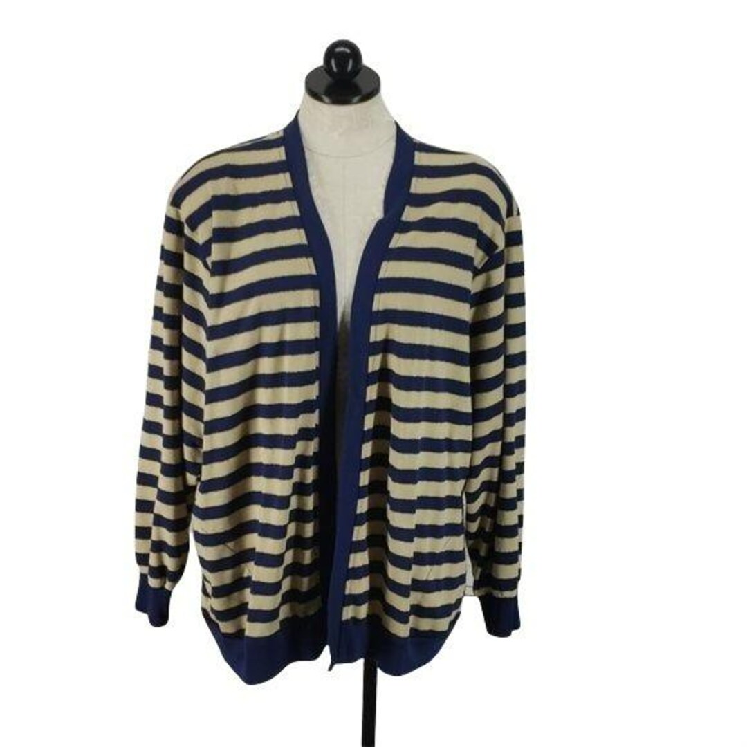 Bonworth Womens Plus Size Open Front Blue & Beige Striped Cardigan ...