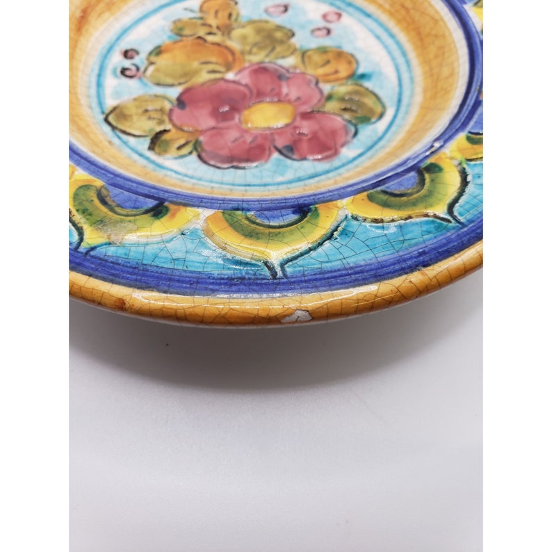 Vintage Signed GRAFFITO DIPINTO A MANO Hand Made Italian Ceramic Blue ...