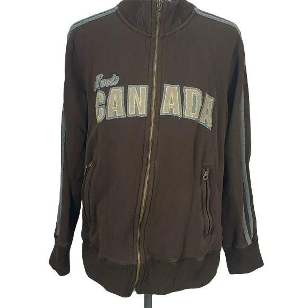 Roots 73 Athletics Brown Full-zip Sweatshirt With Canada Logo Striped ...