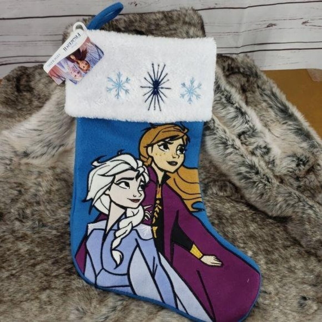 Disney Frozen Two Elsa and Anna Christmas Stocking 17" Long Blue White ...