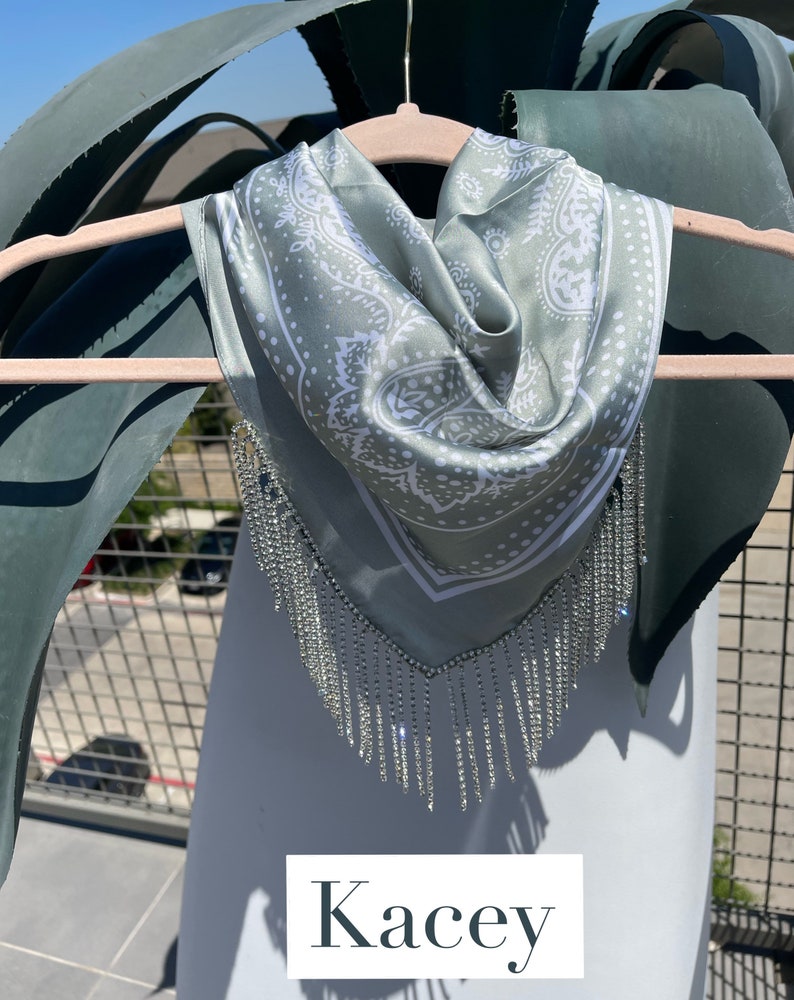 Silky Bandana With Rhinestone Fringe Rhinestone Cowgirl - Etsy