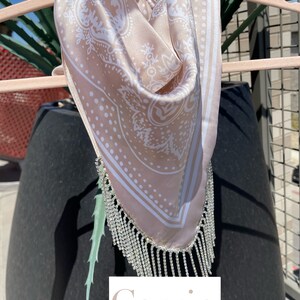 Silky Bandana With Rhinestone Fringe Rhinestone Cowgirl - Etsy