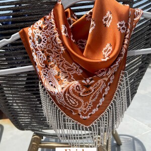 Silky Bandana With Rhinestone Fringe Rhinestone Cowgirl - Etsy