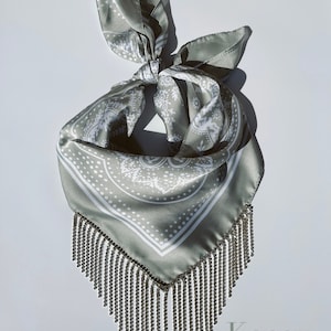 Silky Rhinestone Fringe Bandana, Cowgirl Scarf Necklace - Etsy