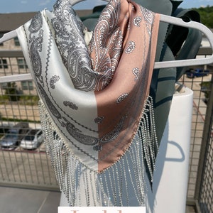 Silky Bandana With Rhinestone Fringe Rhinestone Cowgirl - Etsy
