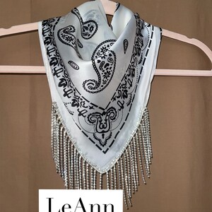 Silky Bandana With Rhinestone Fringe Rhinestone Cowgirl - Etsy