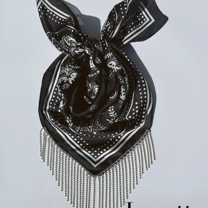 Silky Rhinestone Fringe Bandana, Cowgirl Scarf Necklace - Etsy
