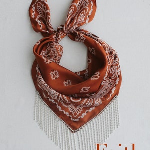 Silky Rhinestone Fringe Bandana, Cowgirl Scarf Necklace - Etsy