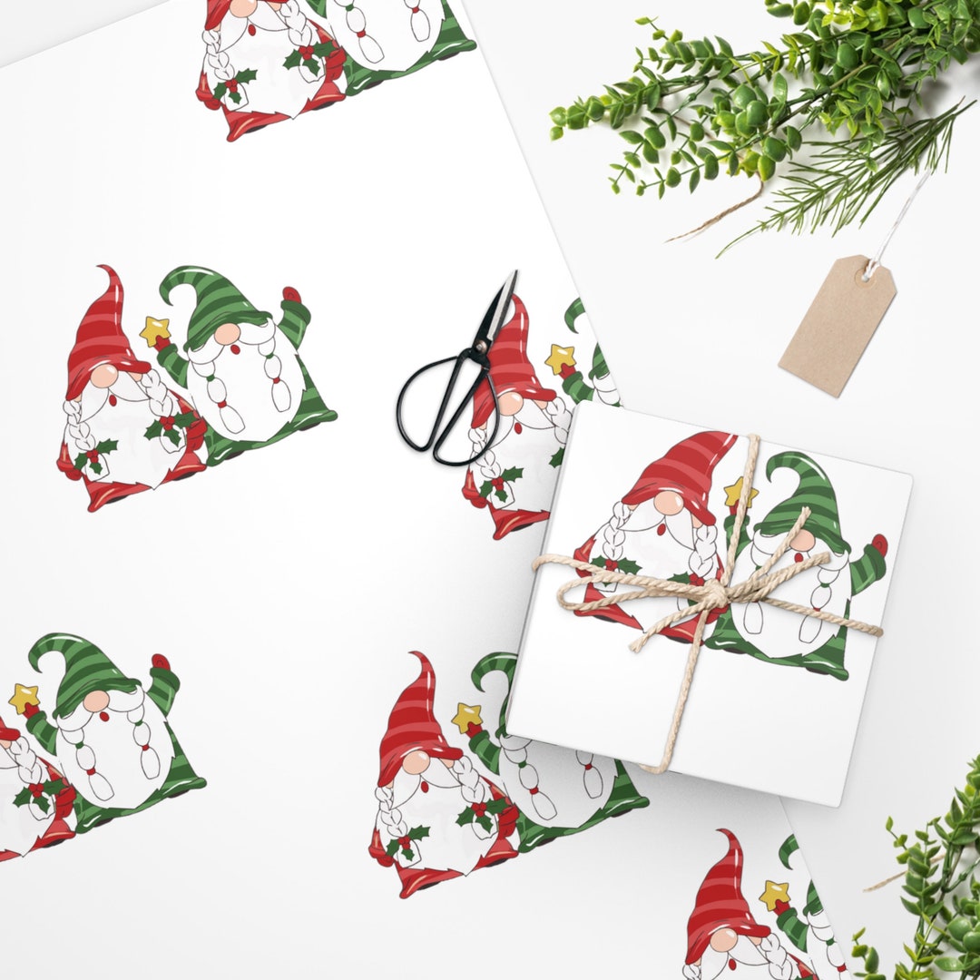 Christmas Gnome Wrapping Paper Christmas Wrapping Paper Holiday ...