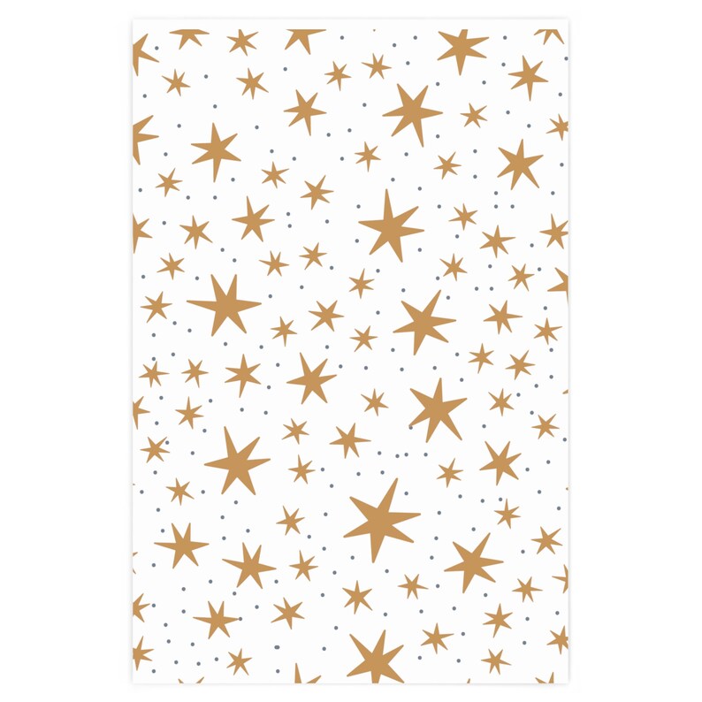 Gold Star Wrapping Paper Holiday Wrapping Paper Gift - Etsy