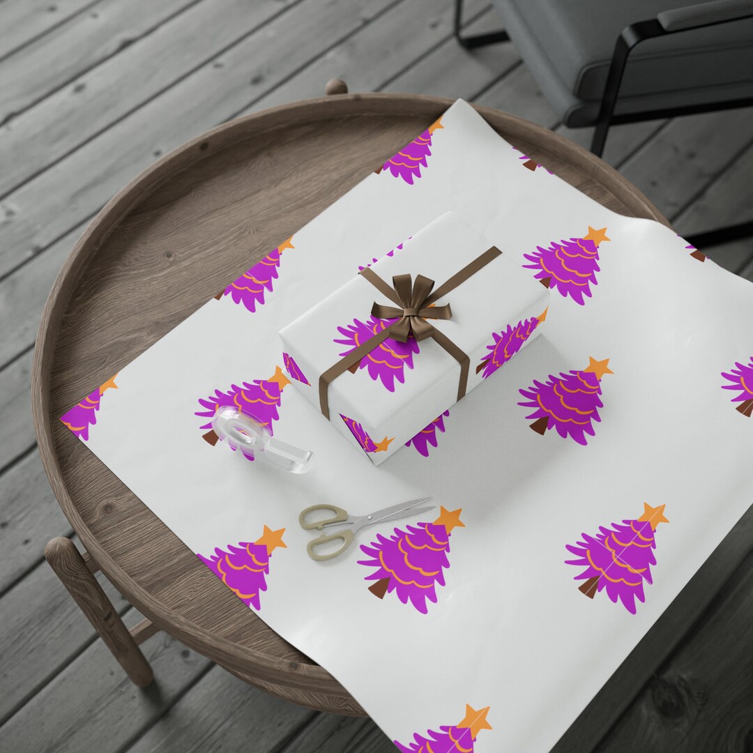 Purple Christmas Tree Wrapping Paper Christmas Wrapping Paper Holiday ...