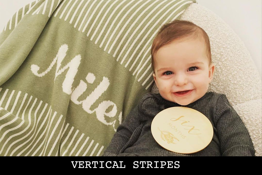 Custom Baby Blanket- Vertical Stripes - 5 Sizes. 100% Cotton Knitted ...