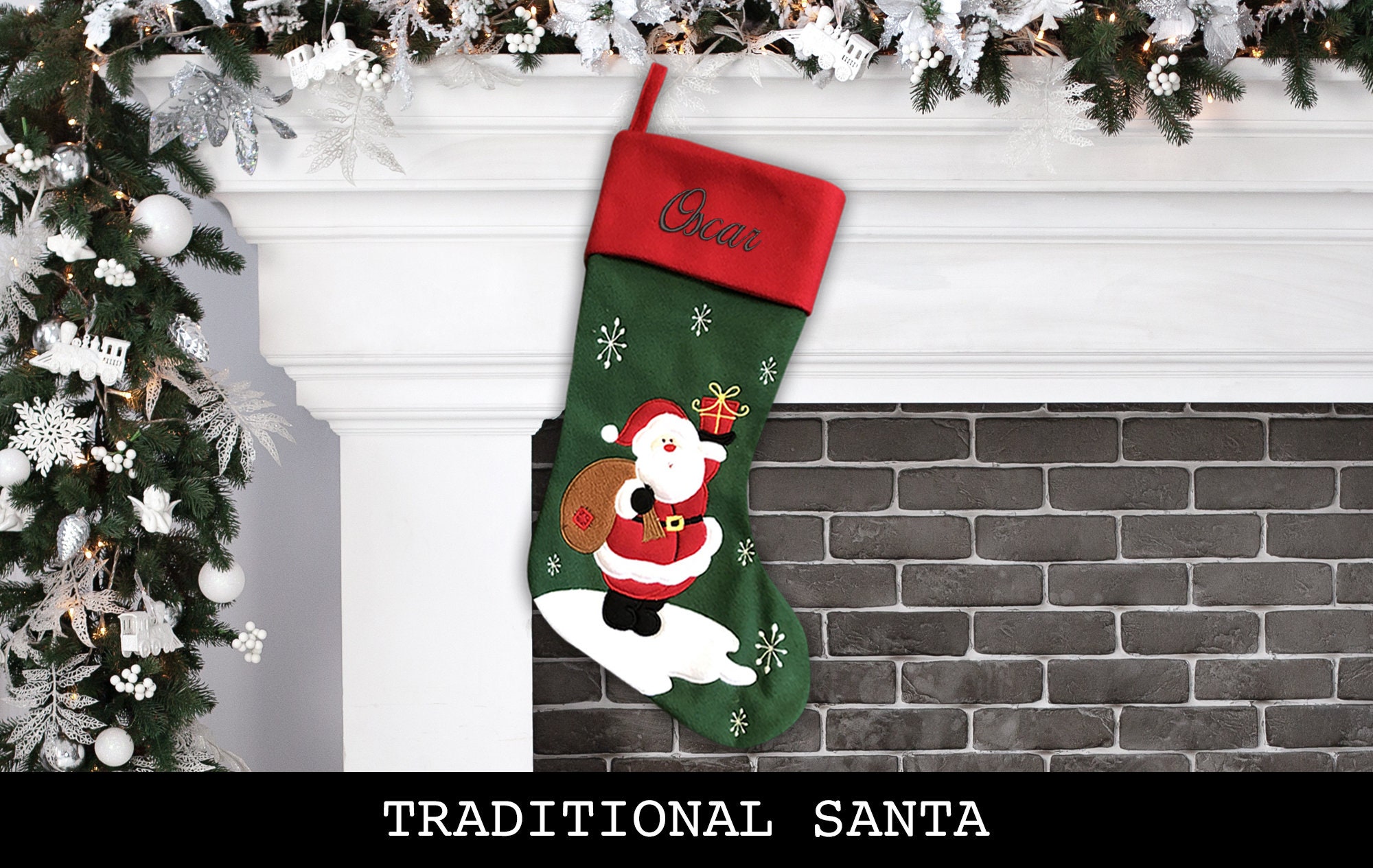 Custom Christmas Stocking Ballantines Font Traditional - Etsy