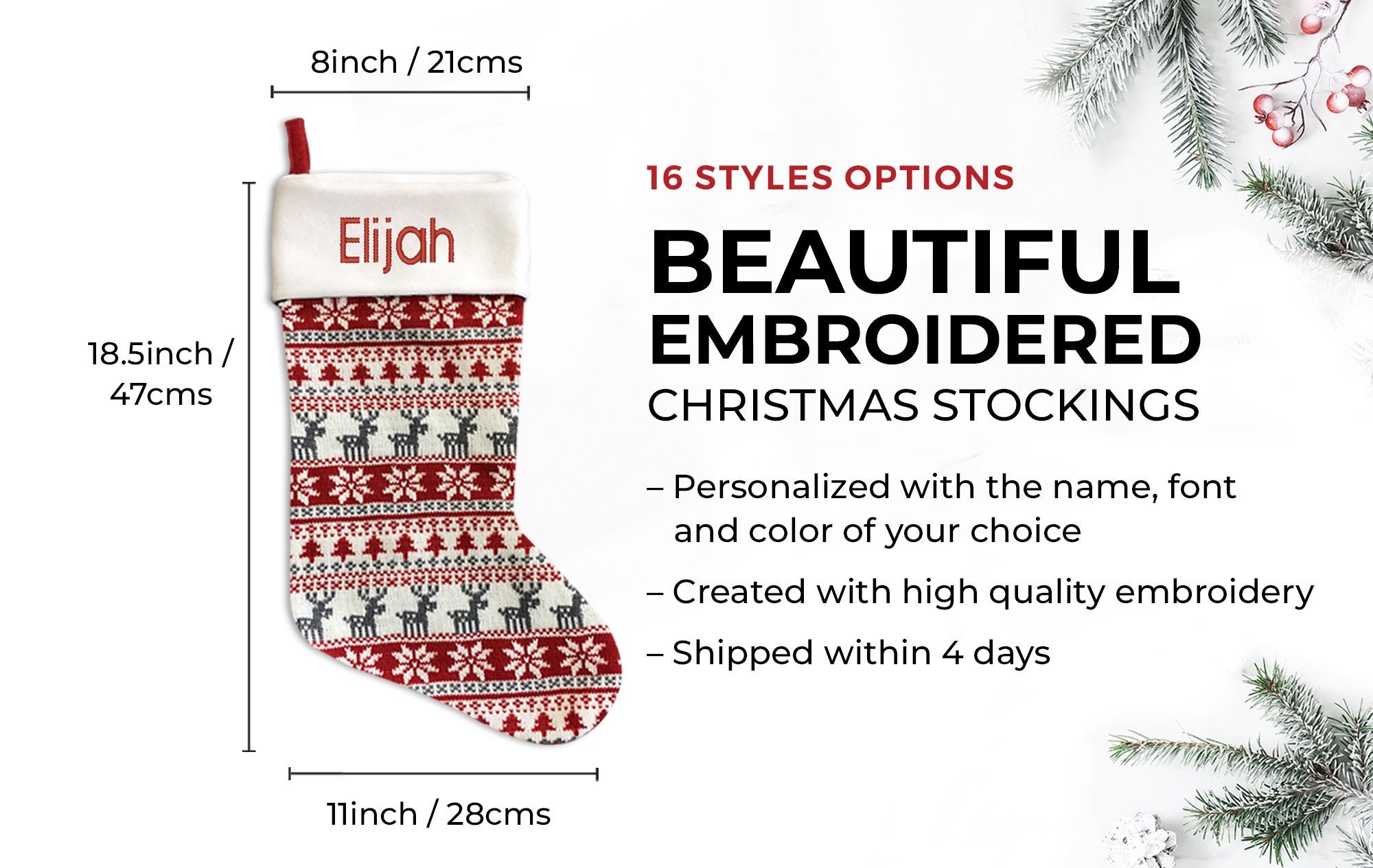 Custom Christmas Stocking Script Font Pattern Design: - Etsy Australia