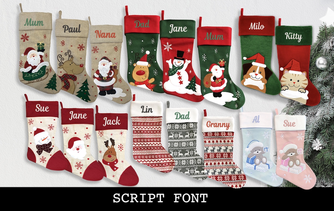 Custom Christmas Stocking - Script Font. 14 Designs. - Etsy