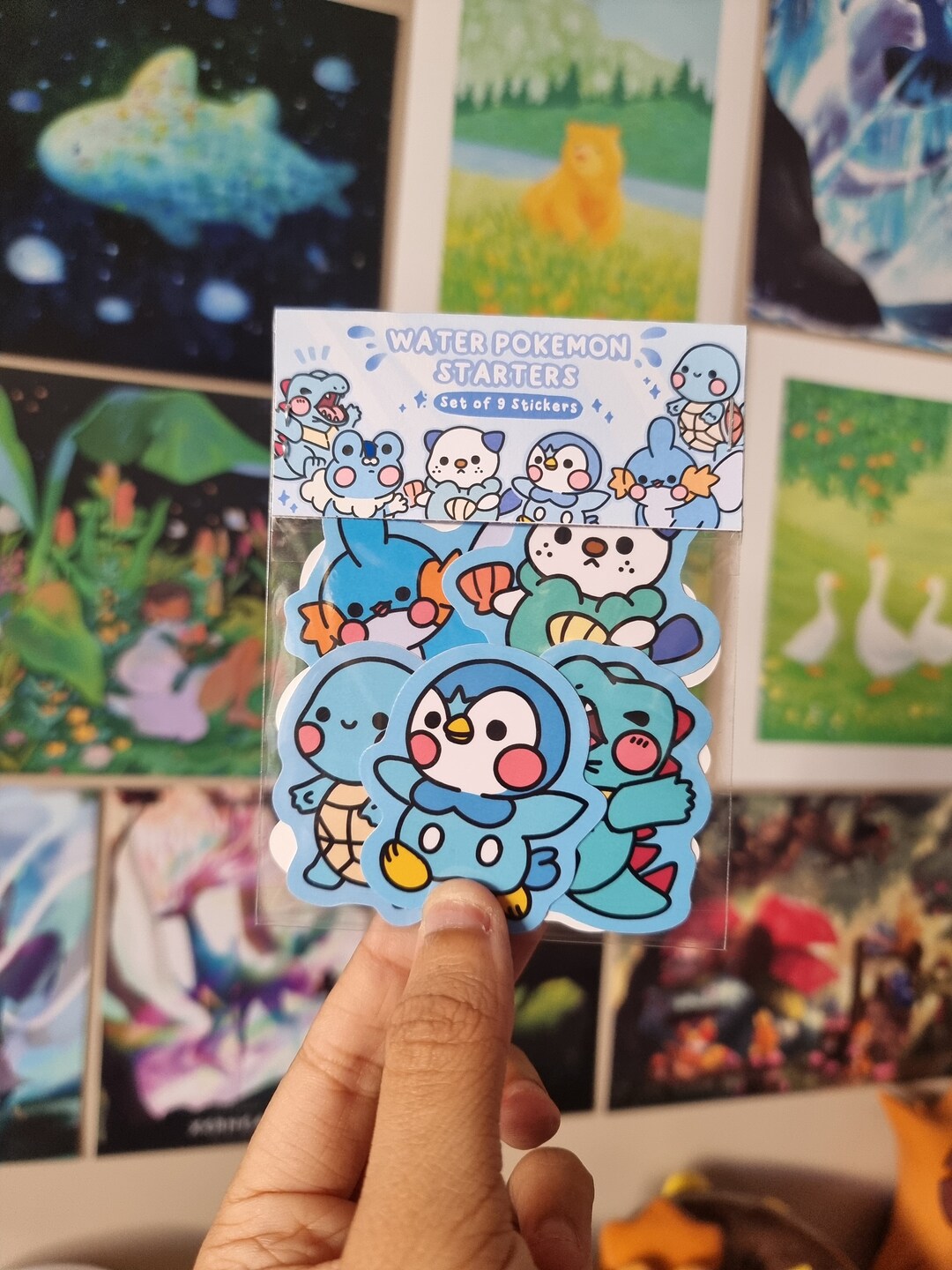 Pokemon Water Starter Vinyl Stickers, Water Type, Aesthetic Blue ...