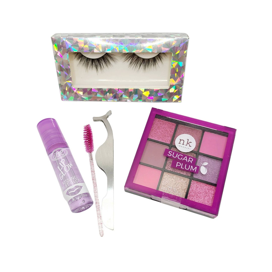 Purple Eyelash Bundle, Gift Set, Lip Gloss Bundle, Bundle for Her ...