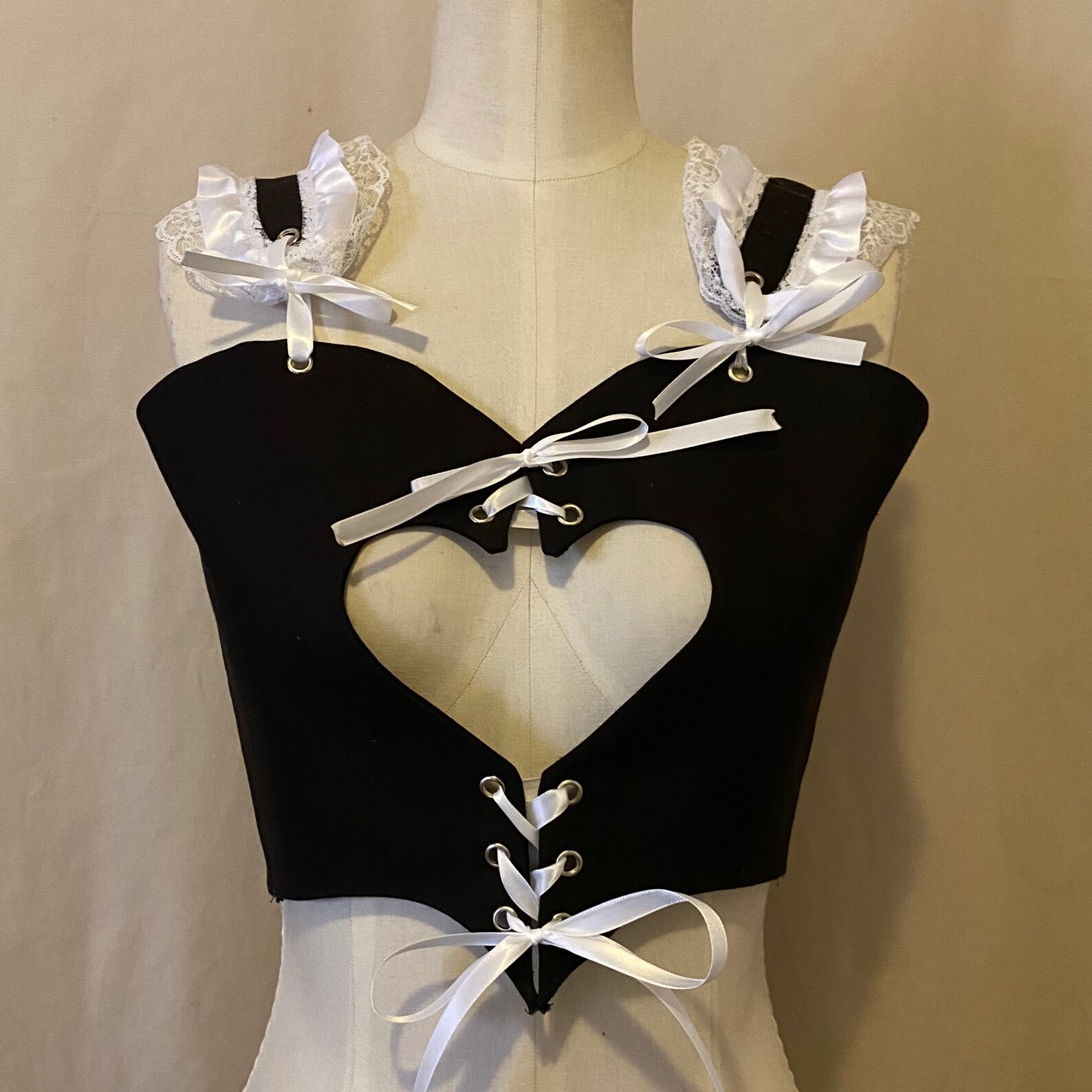 Black and White Heart Shaped Corset Top | Etsy