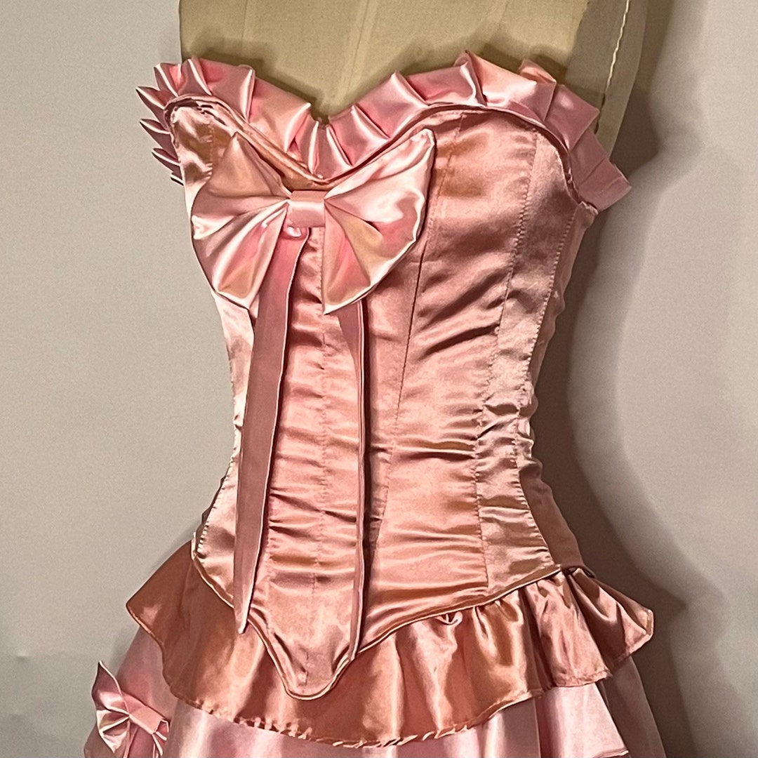 Pink Satin Corset Etsy