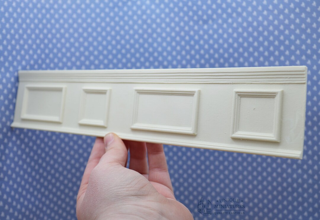 White Resin Raised Panel Wainscoting - 12-inch Dollhouse Miniature 1:12 ...
