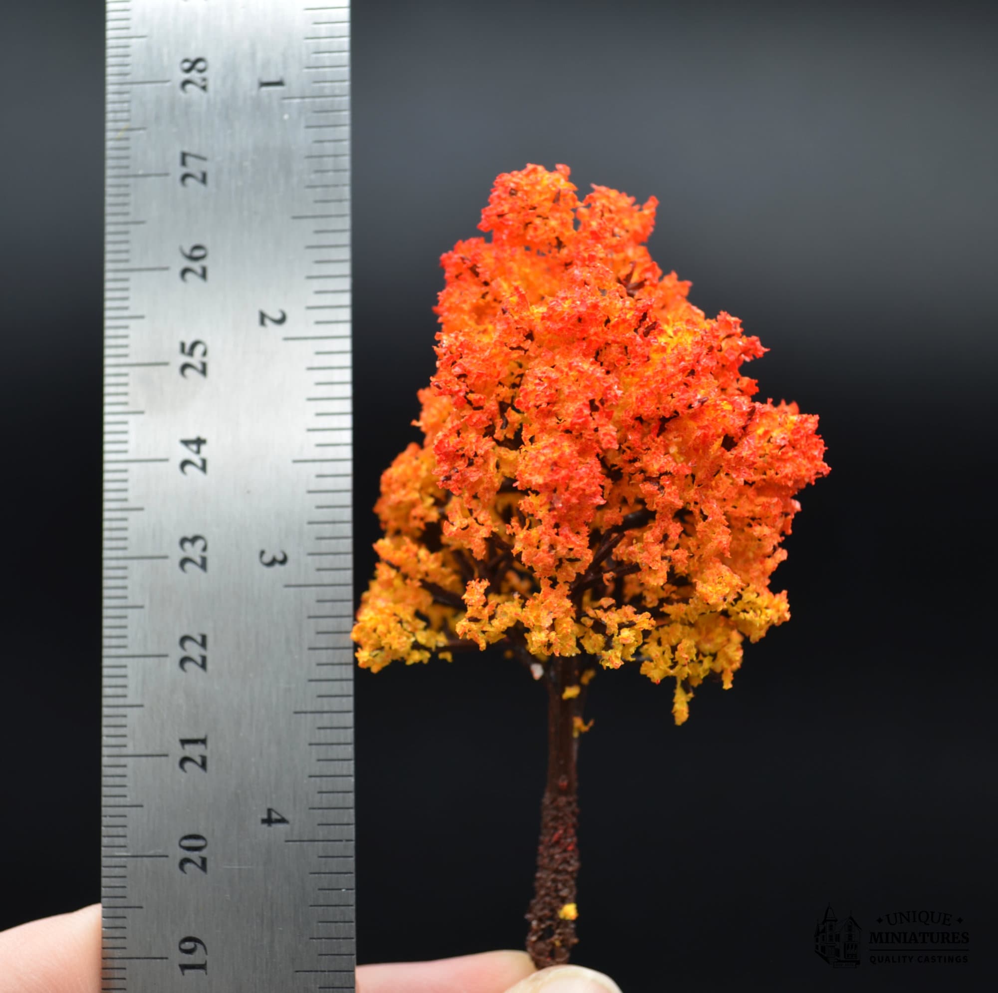 Miniature Autumn Tree: Red Orange Dollhouse Garden Decor (set of Four ...