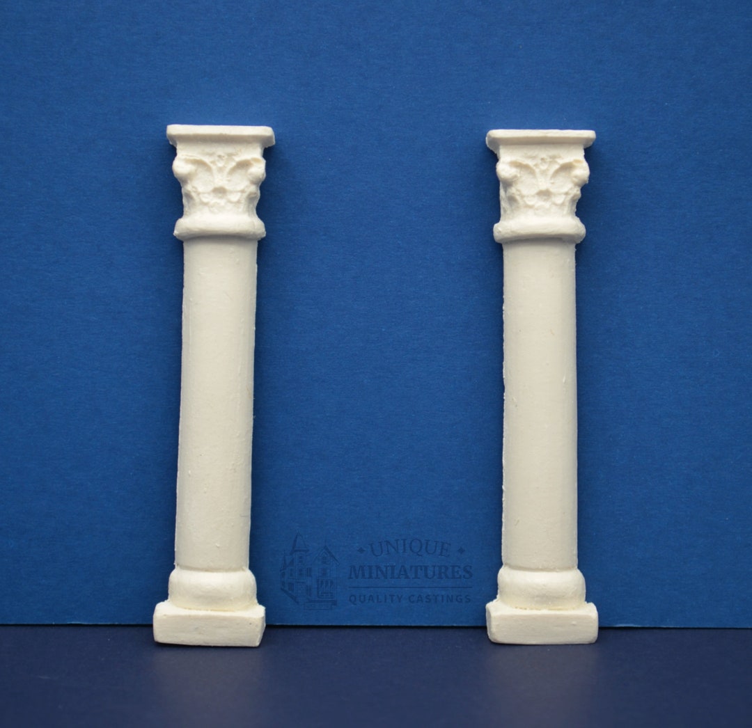Small Carved Crest Half-round Column | Ornate Miniature Decor | Set of ...