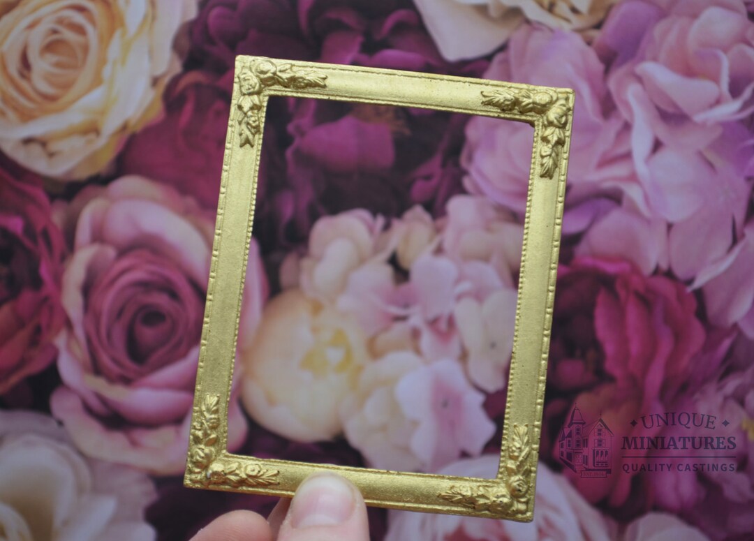 Gilded Square Rose Frame | Miniature for Dollhouses - Etsy